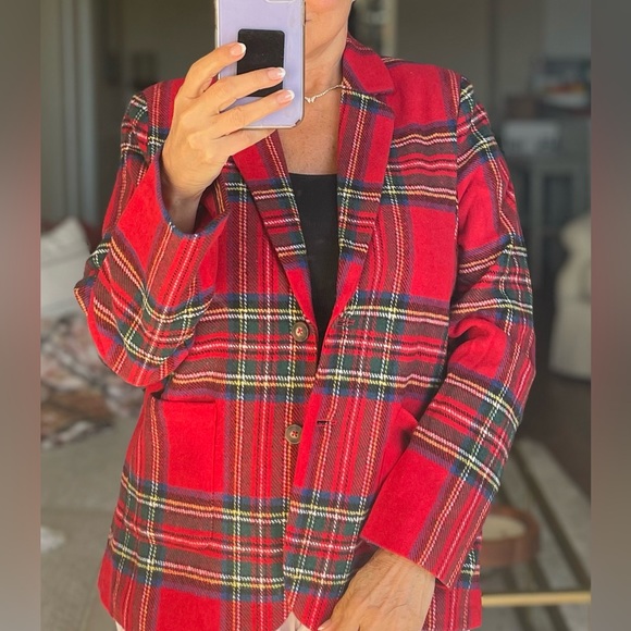 Aura | Jackets & Coats | Plaid Red Blazer | Poshmark